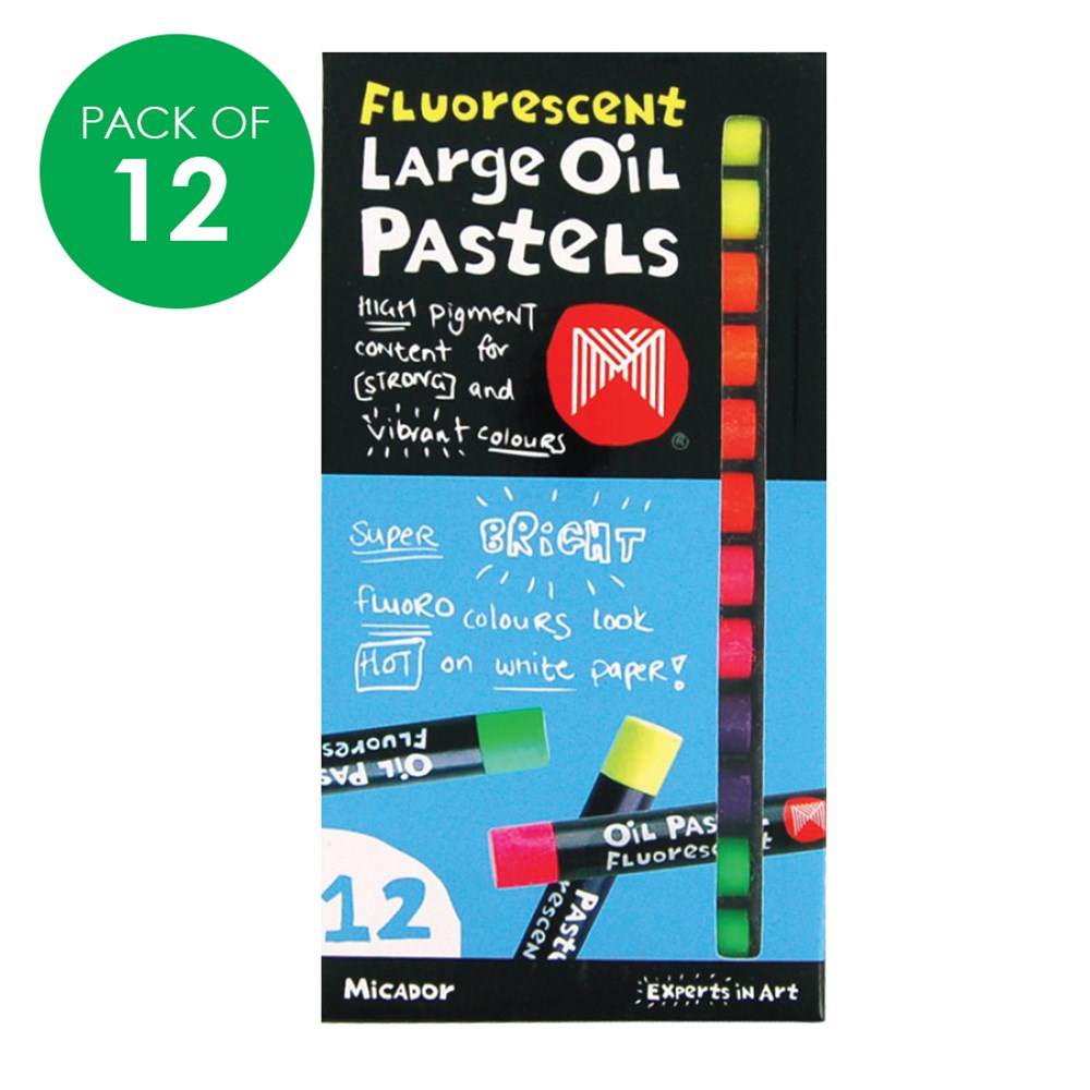 Micador Large Oil Pastels - Fluorescent - Pack of 12 – Wisdom Activities