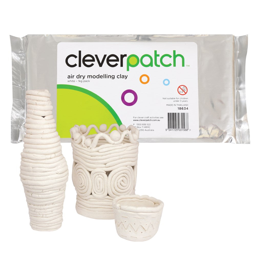 CleverPatch Air Dry Modelling Clay - White - 1kg Pack – Wisdom Activities