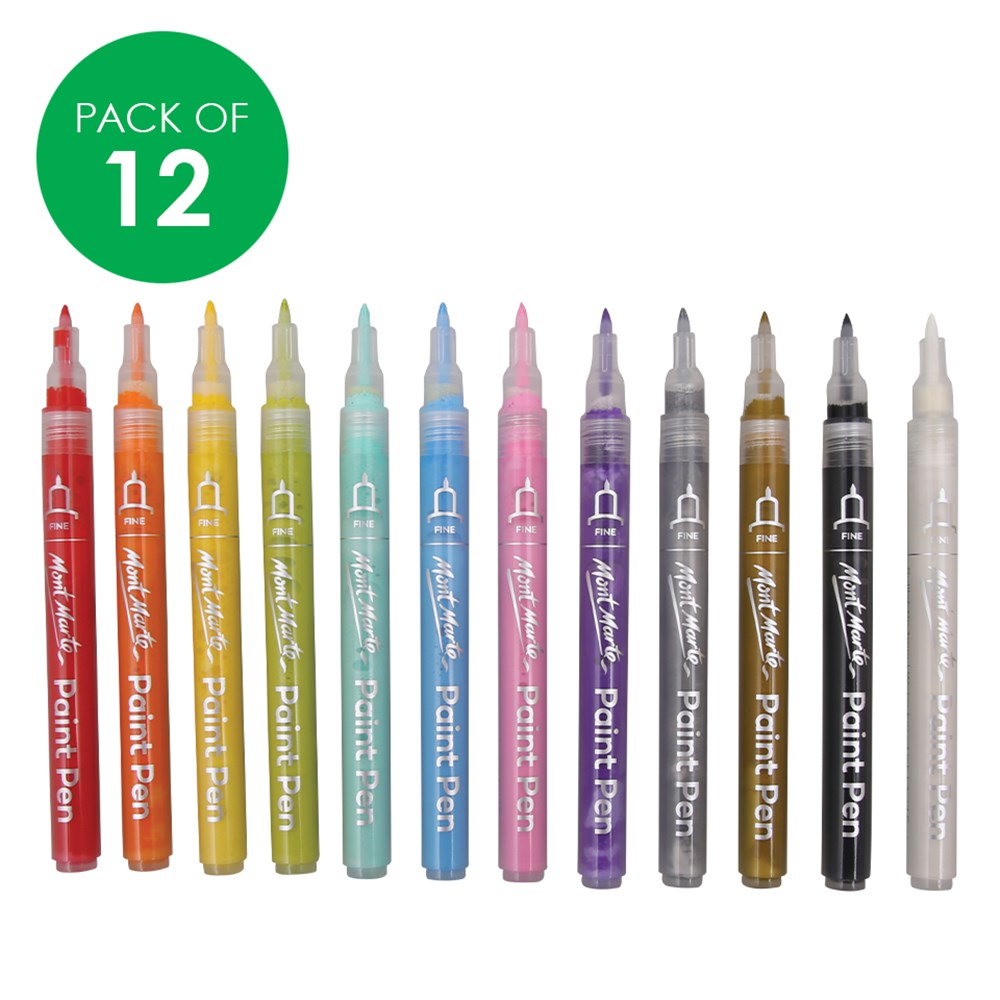Mont Marte Acrylic Paint Pens - Fine Tip - Pack of 12 – Wisdom Activities